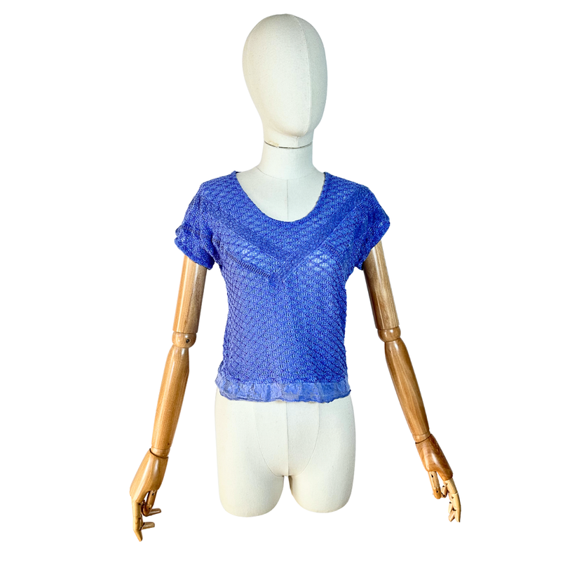 Periwinkle linen blouse - S – vintageandthecity